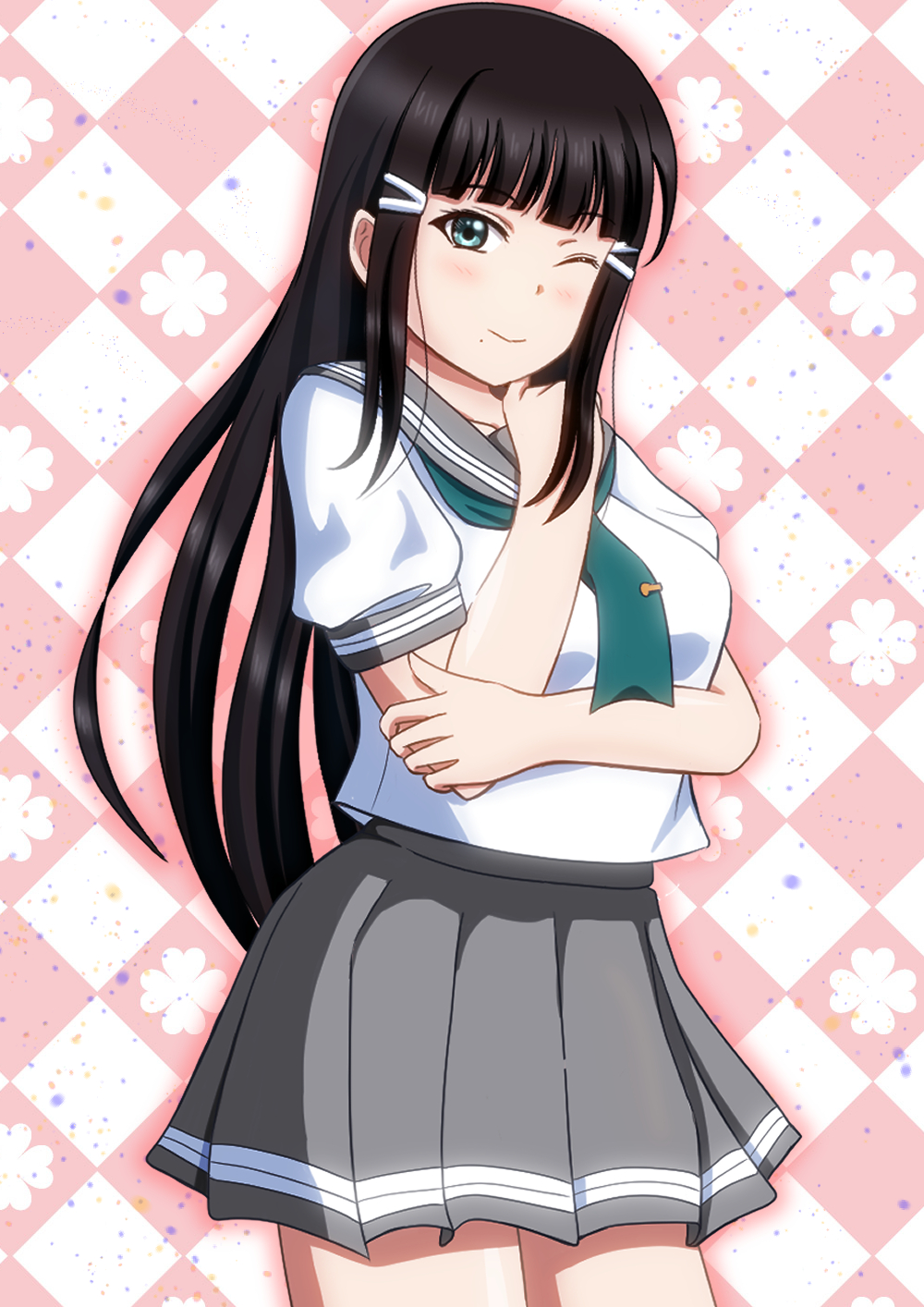 Xbooru - 1girl artist name artist request black hair female focus high res kurosawa dia long ...